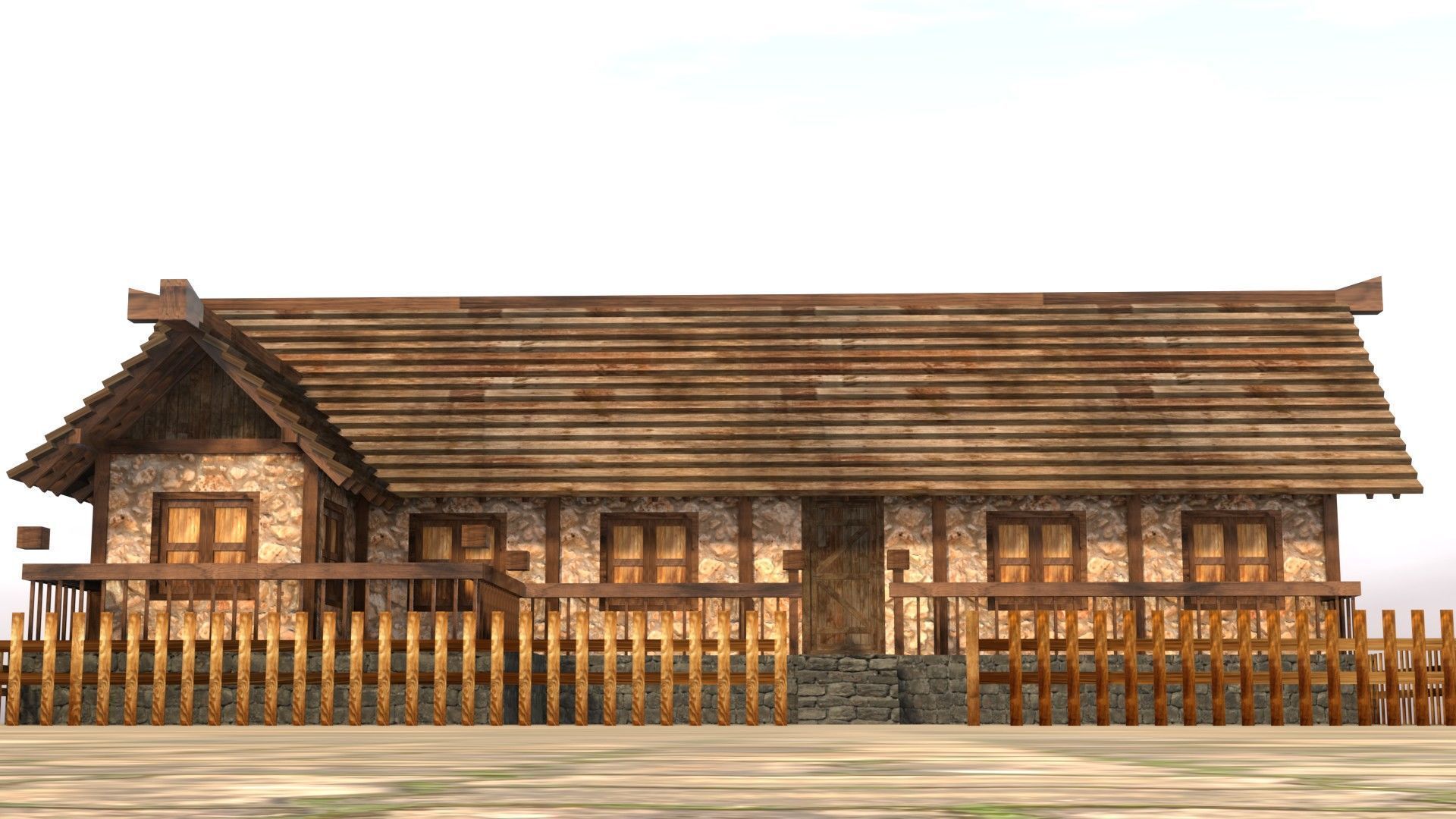 3D model Low poly medieval home exterior VR / AR / low-poly | CGTrader