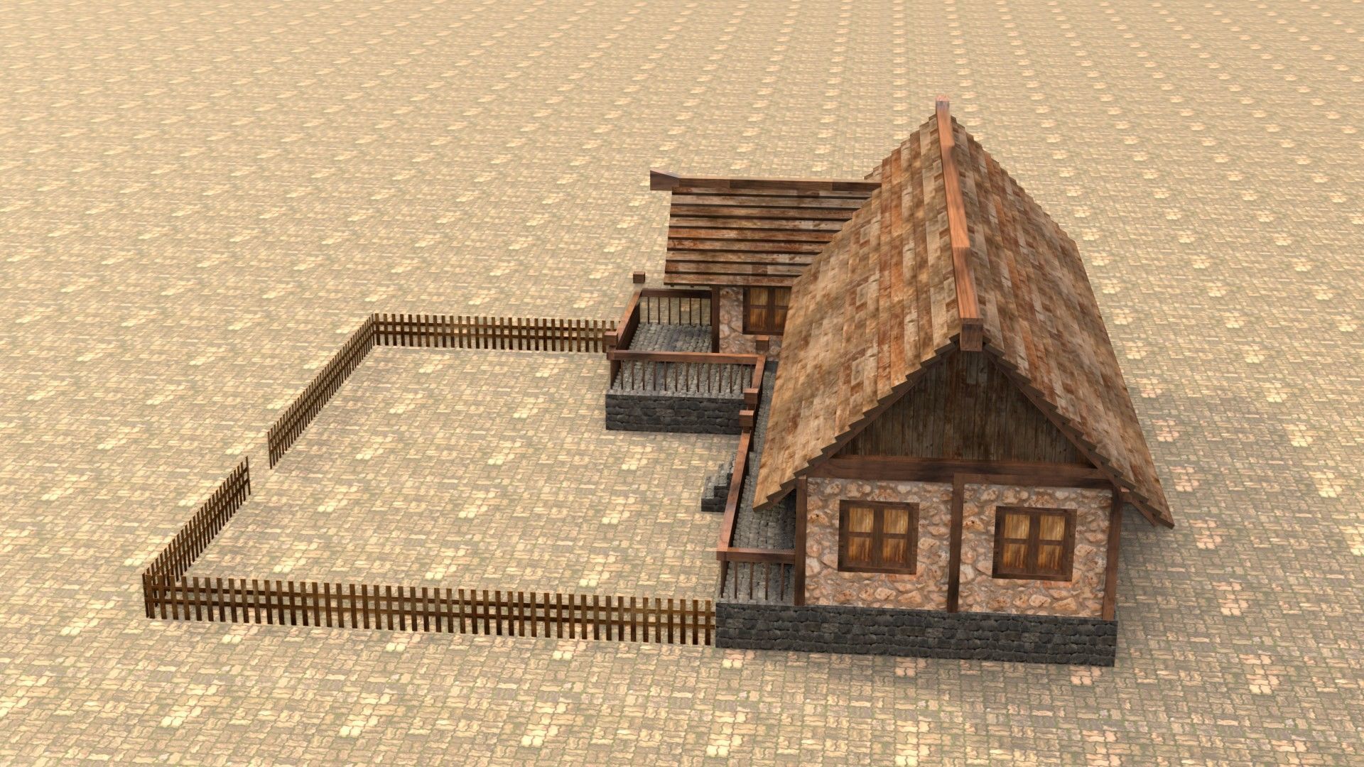3D model Low poly medieval home exterior VR / AR / low-poly | CGTrader