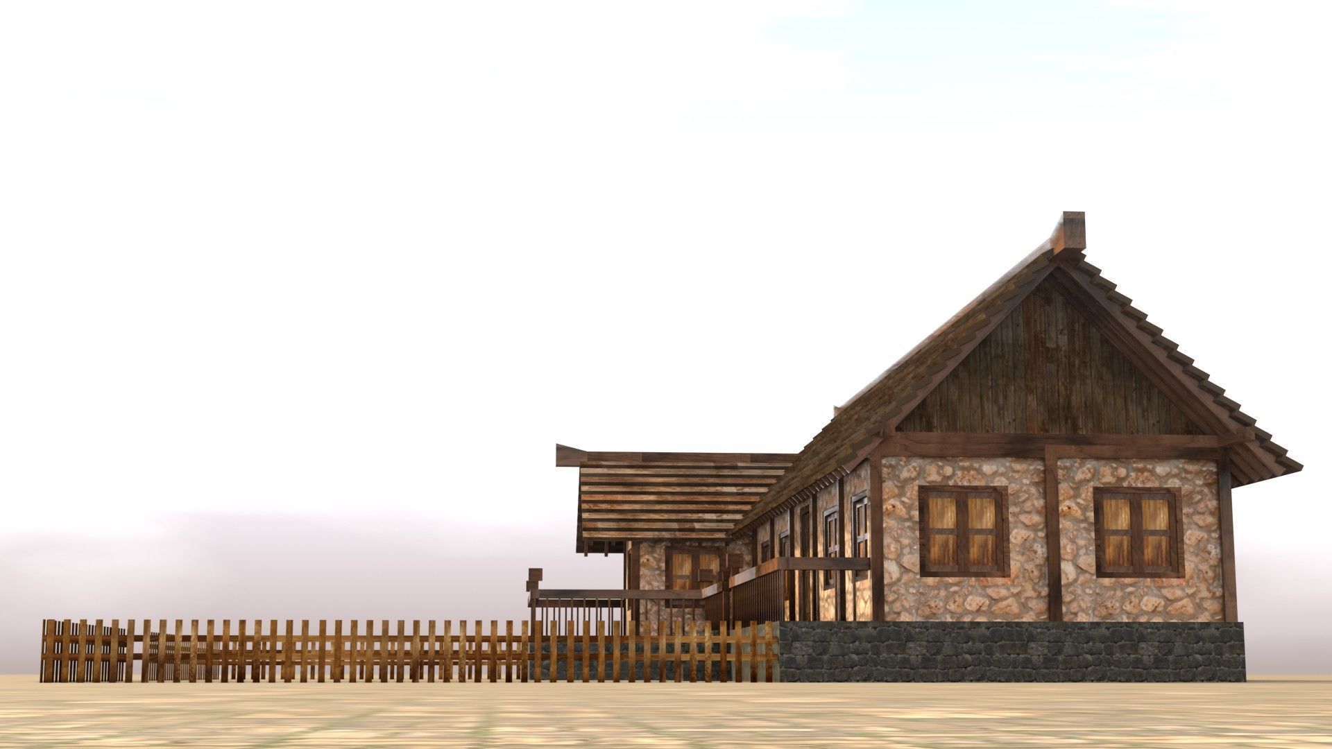 3D model Low poly medieval home exterior VR / AR / low-poly | CGTrader
