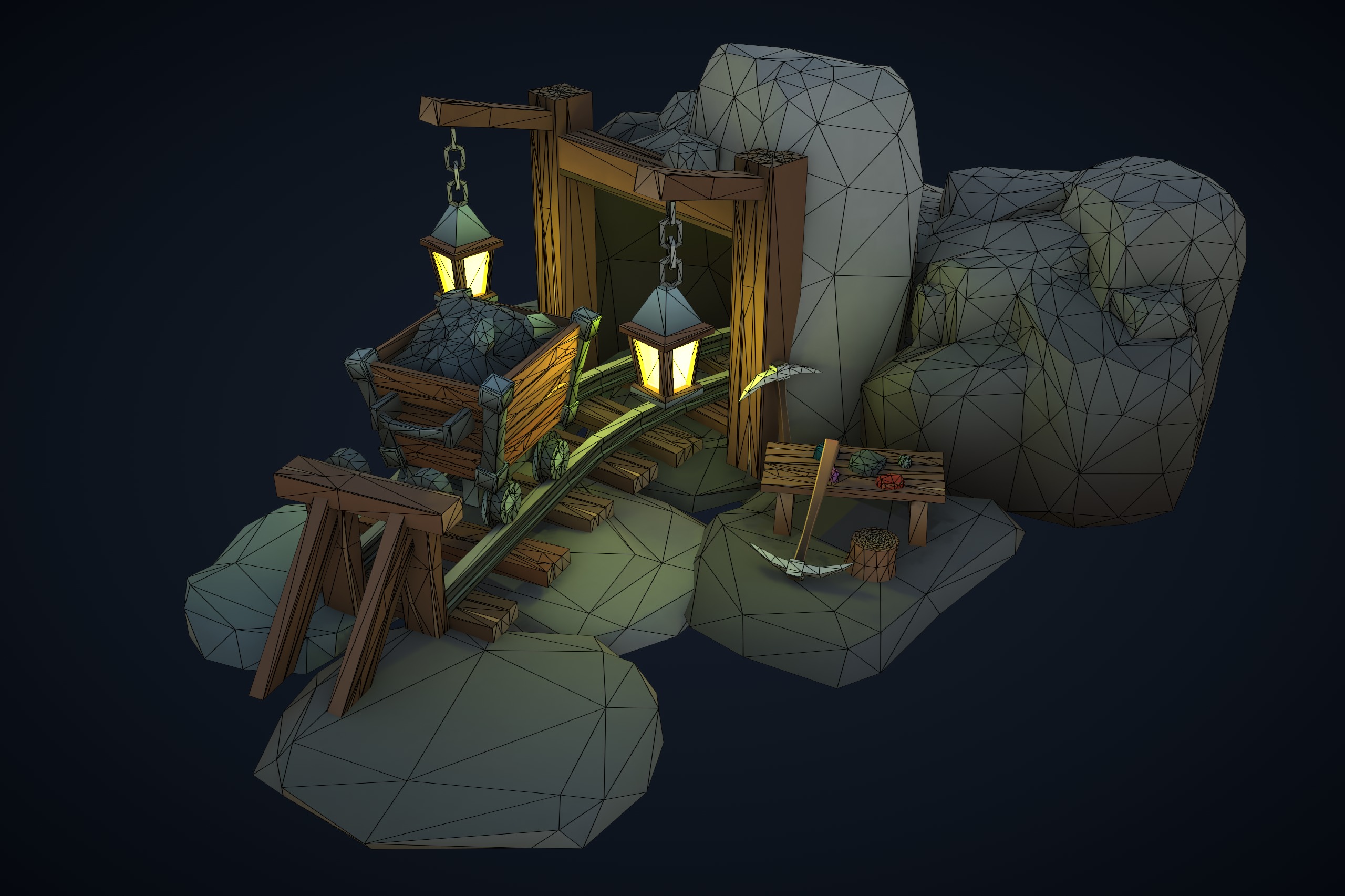 3D model Stylized Poly Mine VR / AR / low-poly | CGTrader