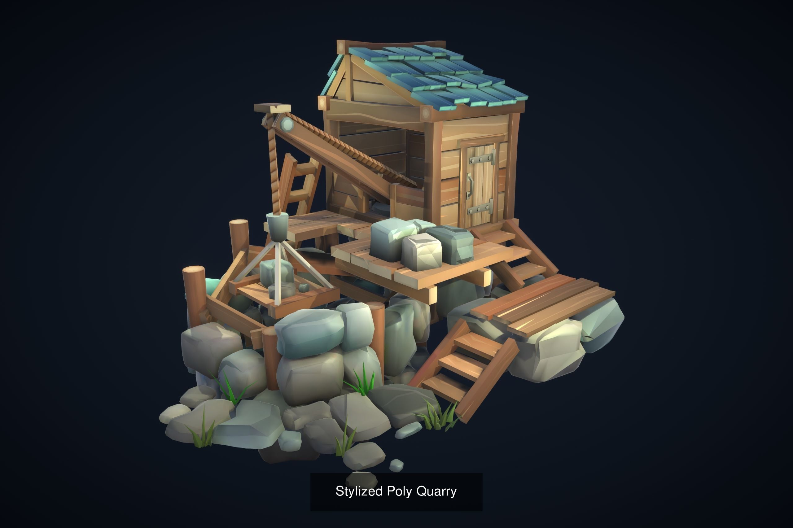 3D Model Collection Stylized Village Resource Buildings VR / AR / low ...