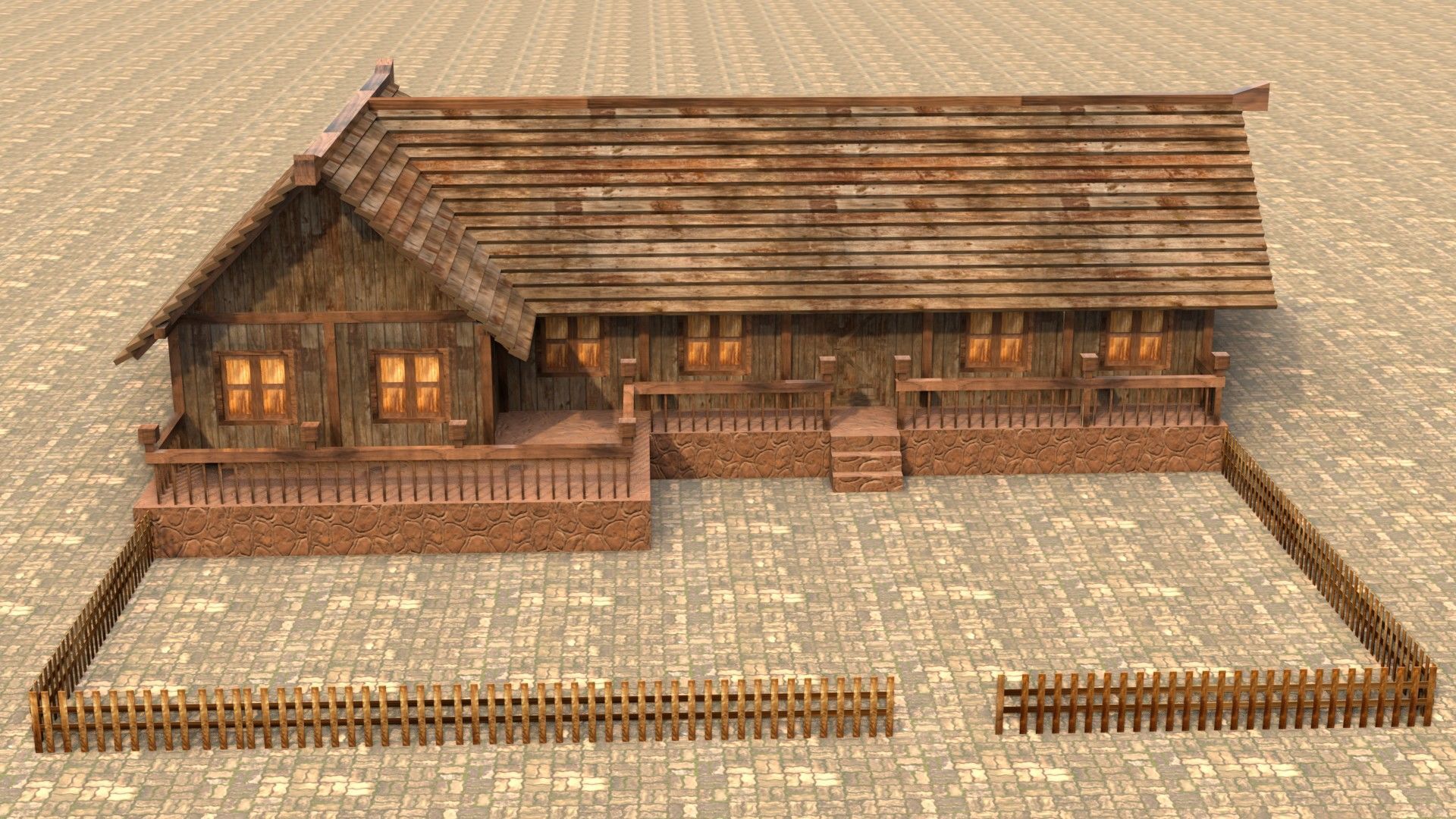 3D model Low poly medieval housing complex VR / AR / low-poly | CGTrader