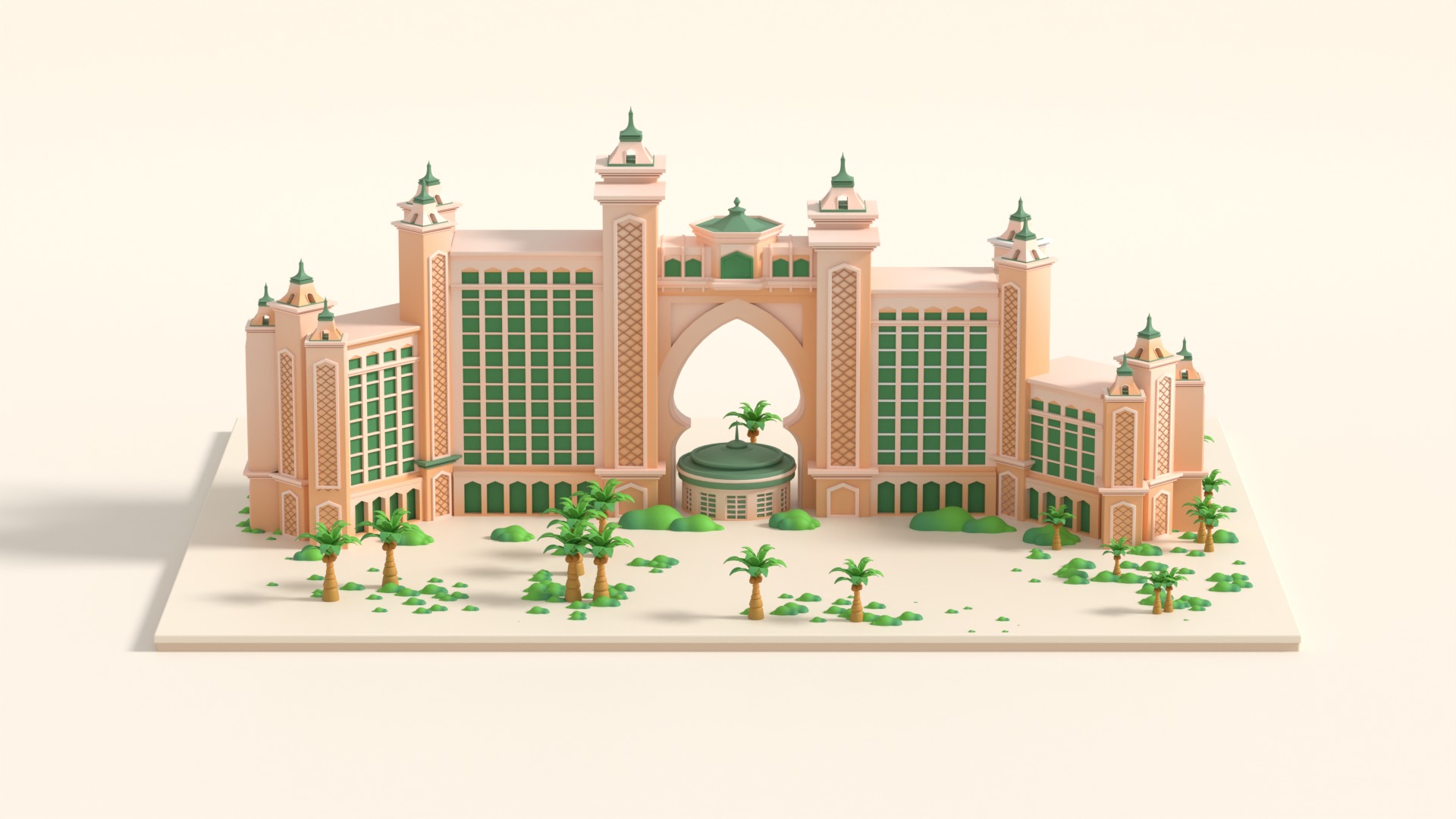 Atlantis The Palm Dubai 5 Star Luxury Hotel Low Poly 3D model | CGTrader