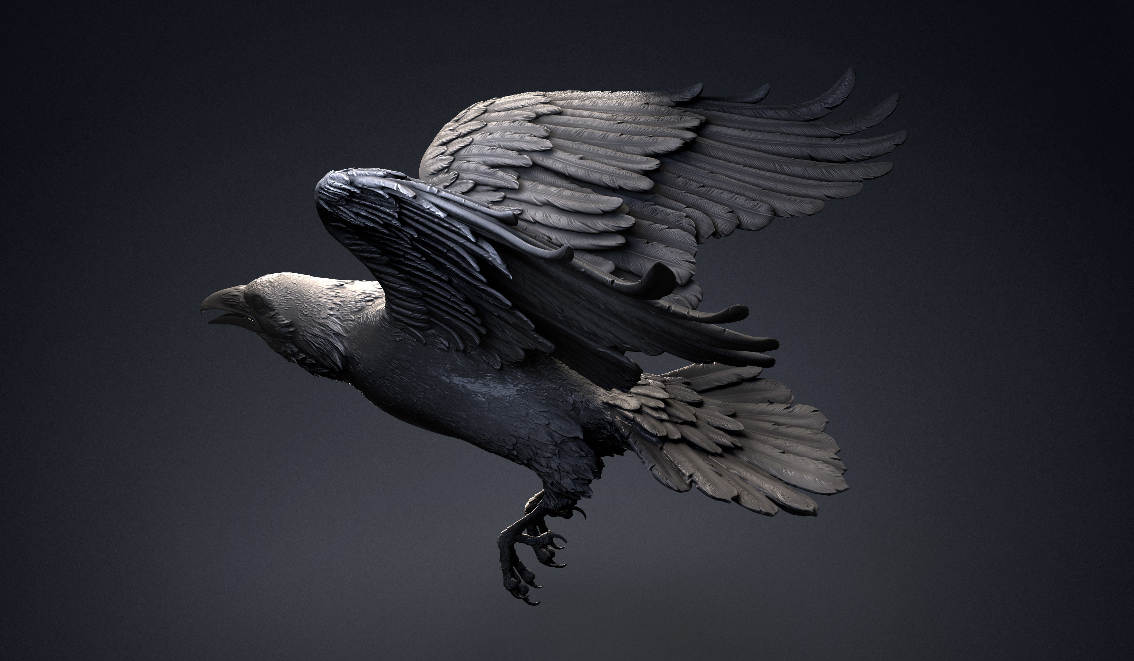 Flying Crow - 3D Sculpting 3D model 3D printable | CGTrader