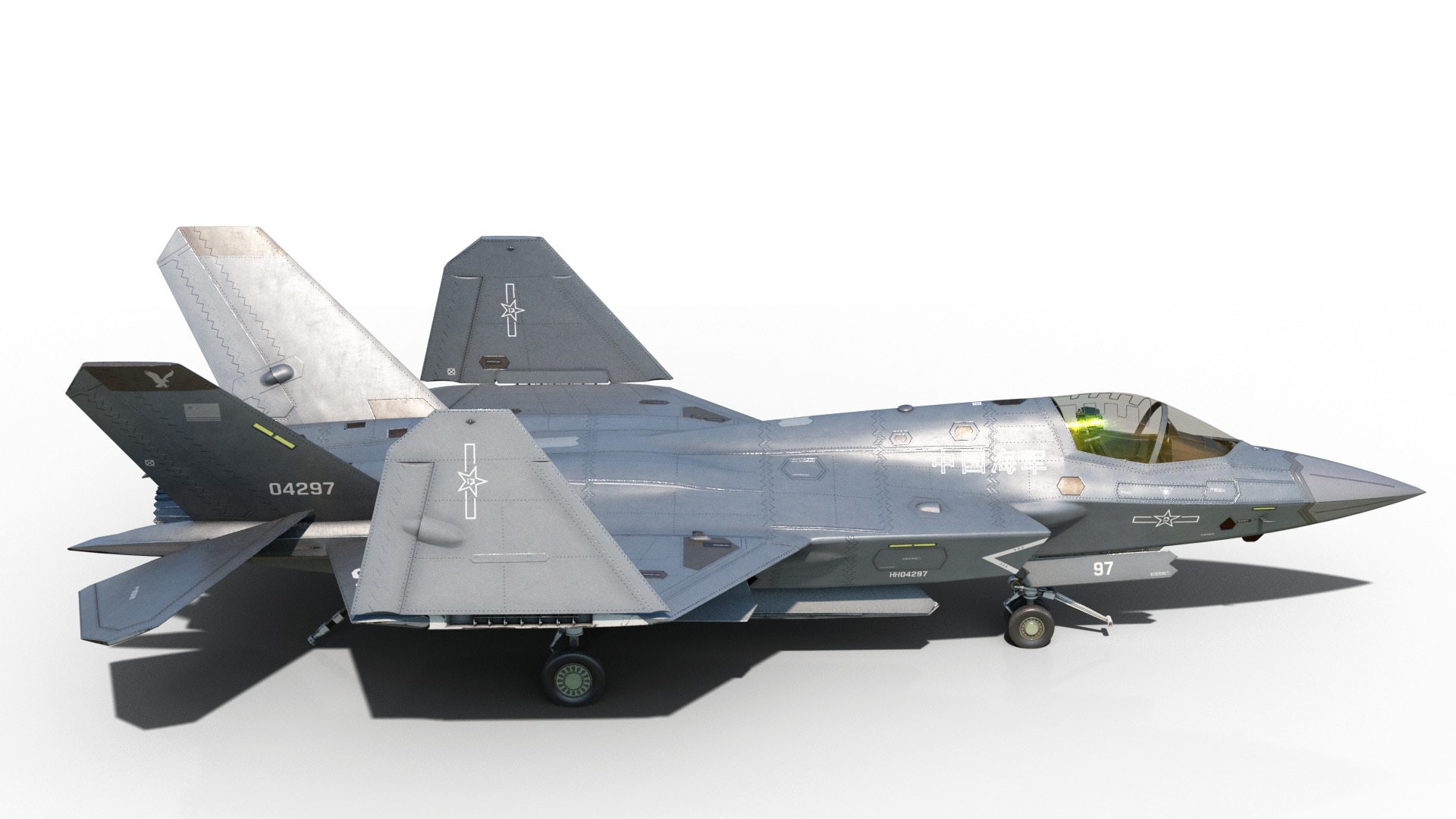 3D model Shenyang J35 F35 gyrfalcon Fighter J-35 stealth aircraft VR ...