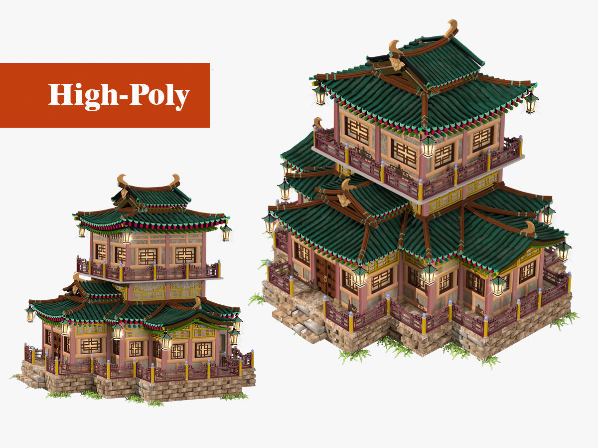 Japanese style house 3D model high-poly 3D model | CGTrader