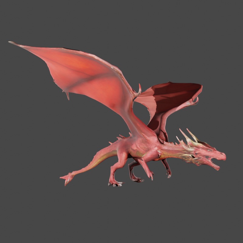 Red Flying dragon free 3D model rigged | CGTrader