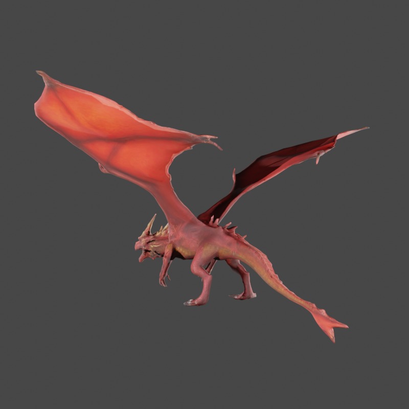 Red Flying dragon free 3D model rigged | CGTrader