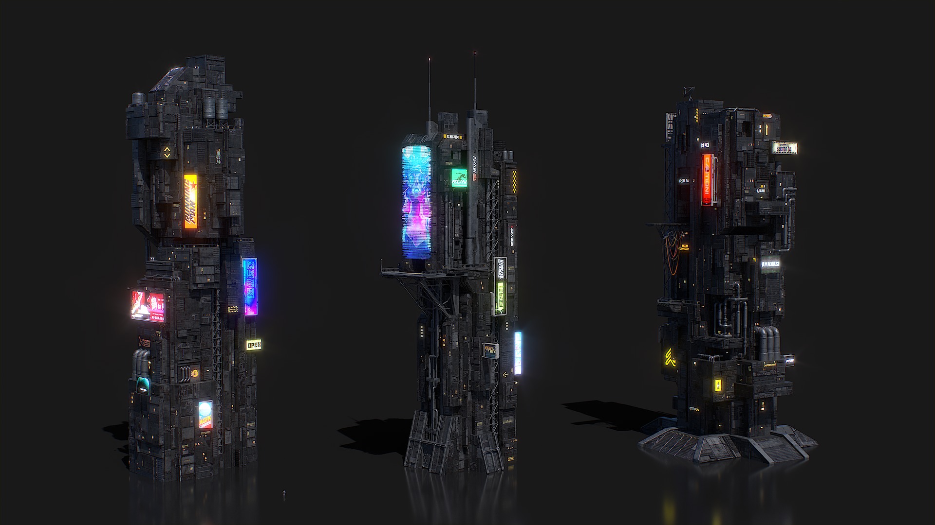 3D model Scifi Building Cyberpunk Futuristic Building Vol 3 VR / AR ...
