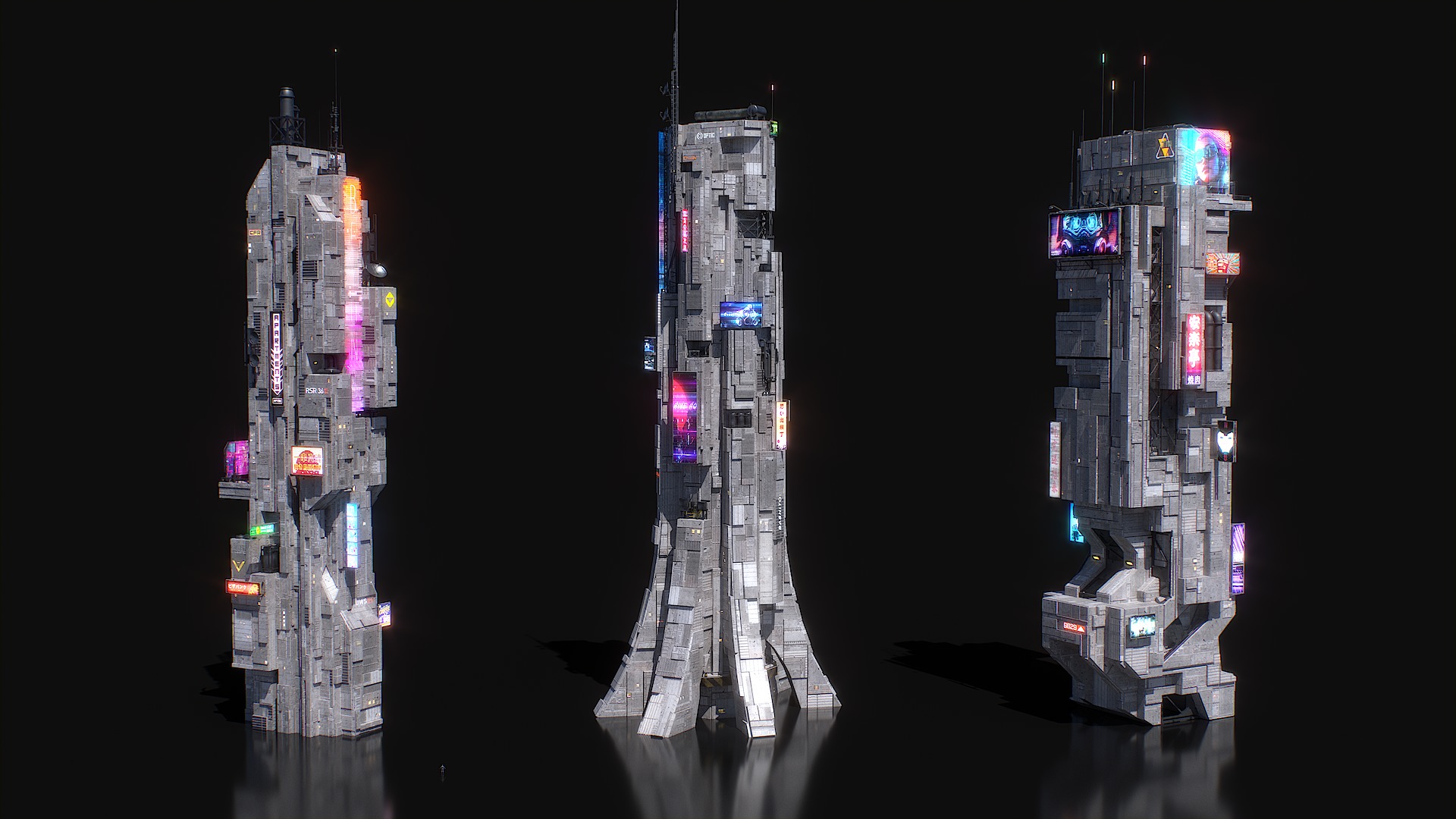 3D model Scifi Building Cyberpunk Futuristic Building Vol 3 VR / AR ...