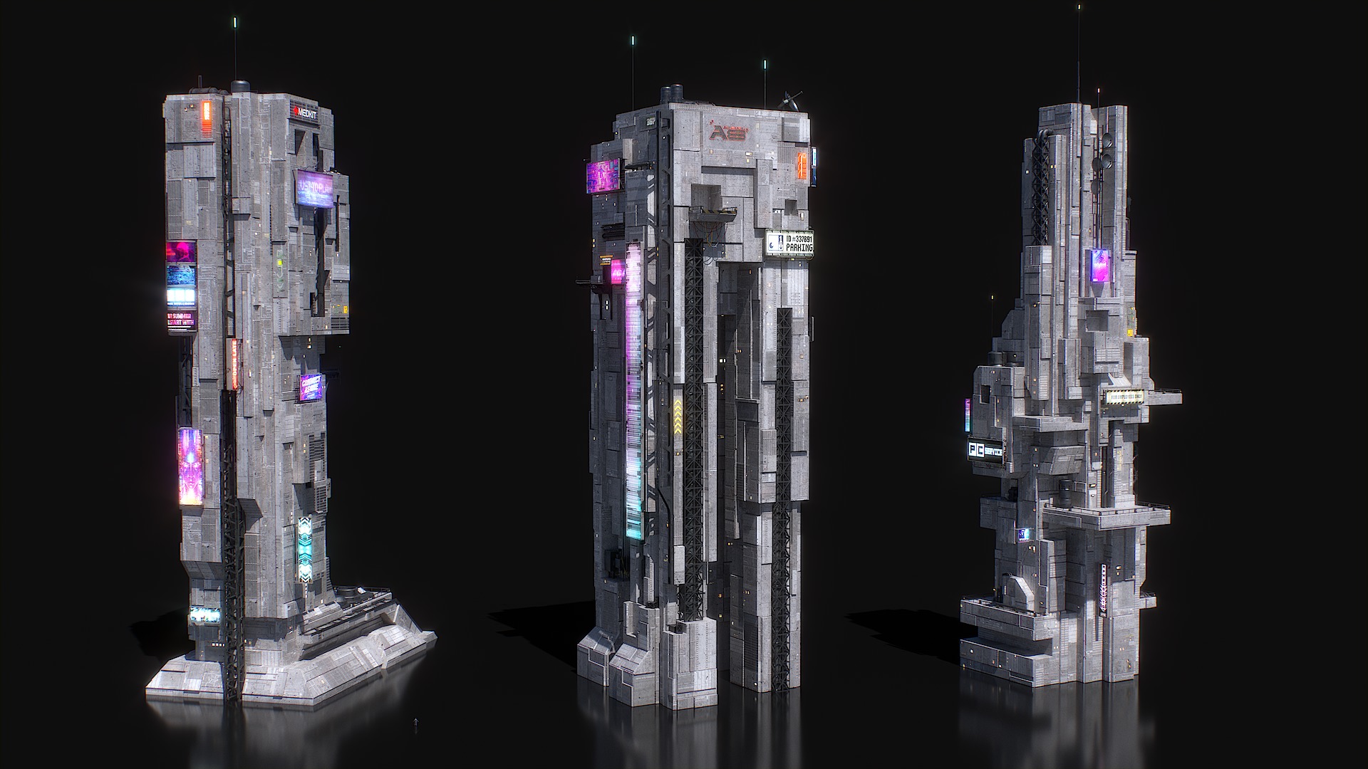3D model Scifi Building Cyberpunk Futuristic Building Vol 3 VR / AR ...