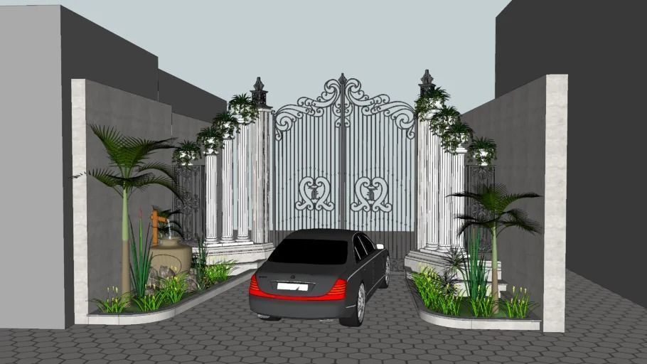 SketchUp Model Modern Gate and Driveway for Villas 3D model | CGTrader