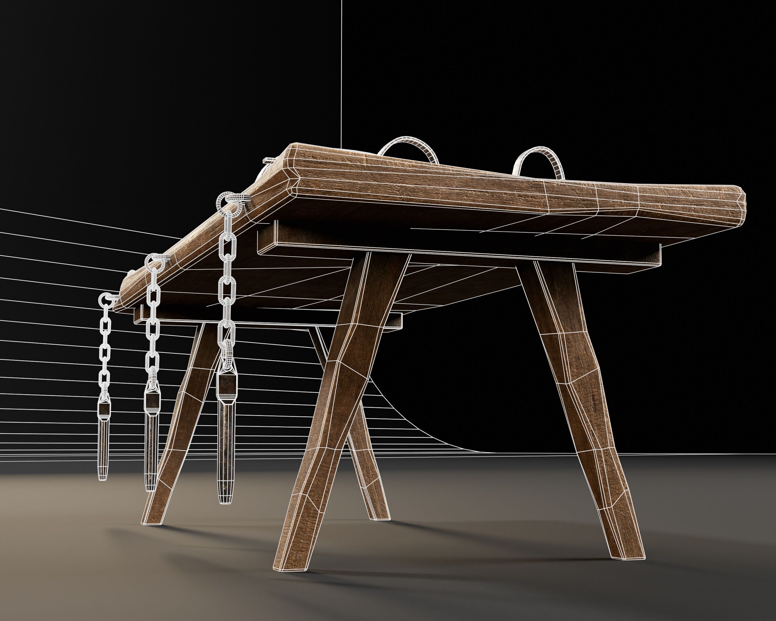 3D model Wood Torture Table VR / AR / low-poly | CGTrader