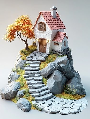 Free Low Poly House on a Hill - 3D Model for Download free 3D model ...