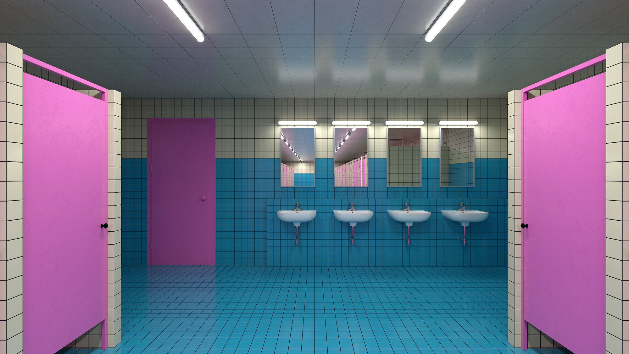 Squid Game players restroom scene 3D model | CGTrader