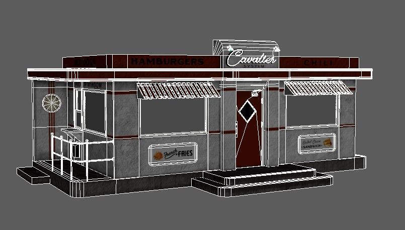 3D model American Valentine Diner Restaurant Vintage - Low Poly VR / AR ...