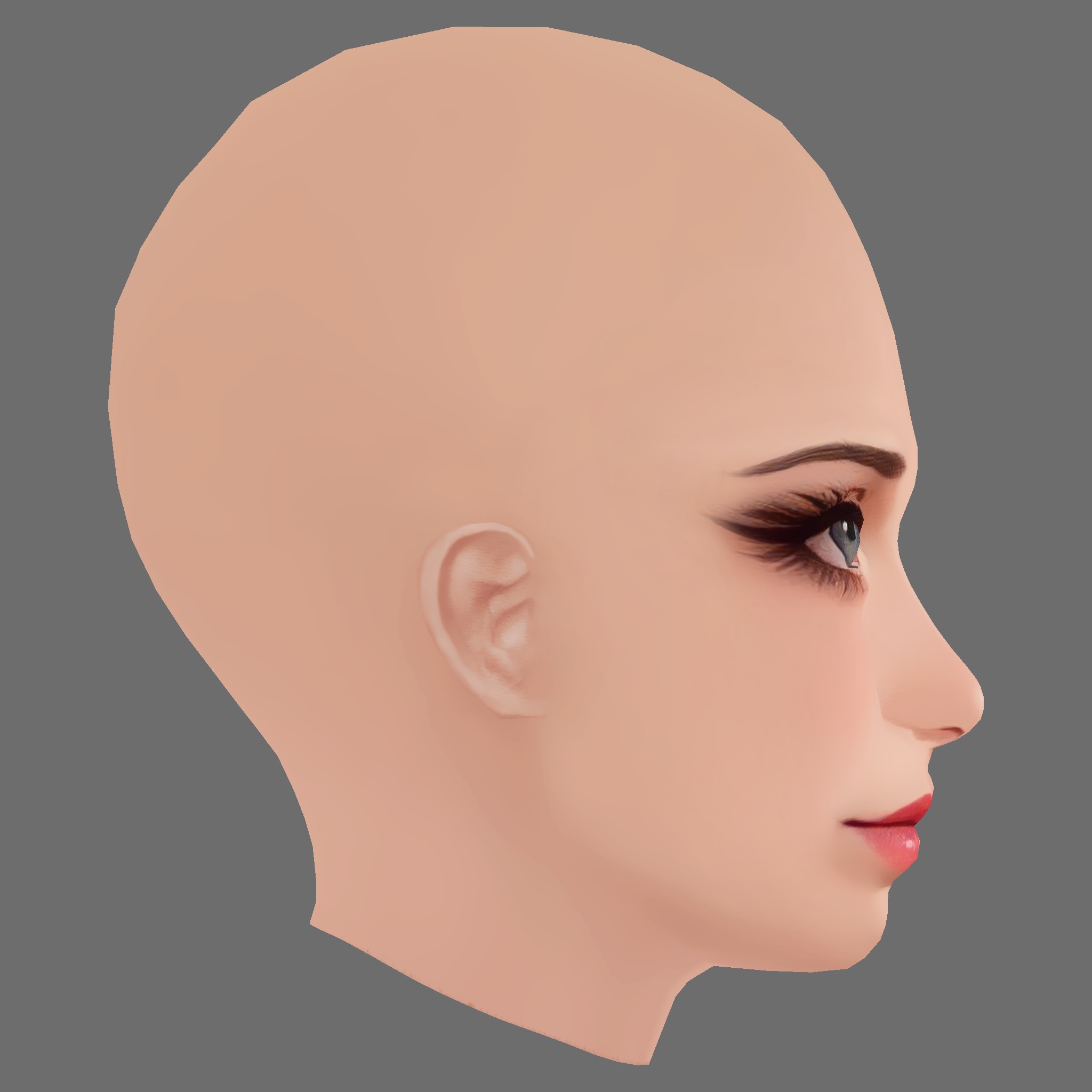 3D model Cartoon Girl Head 01 - No Hair - Low poly head for game VR ...