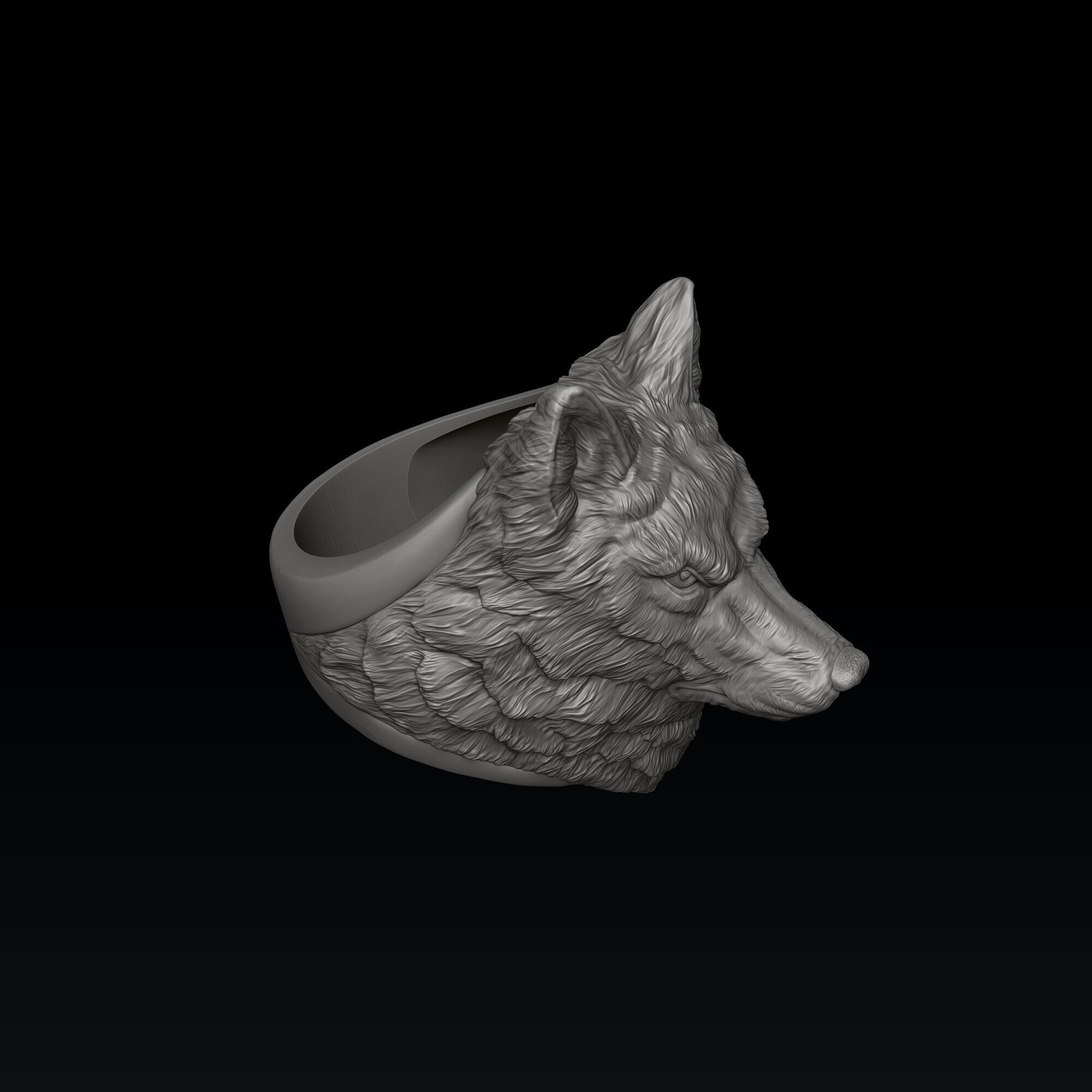 Wolf Head Ring Pendant Set 3D model 3D printable | CGTrader
