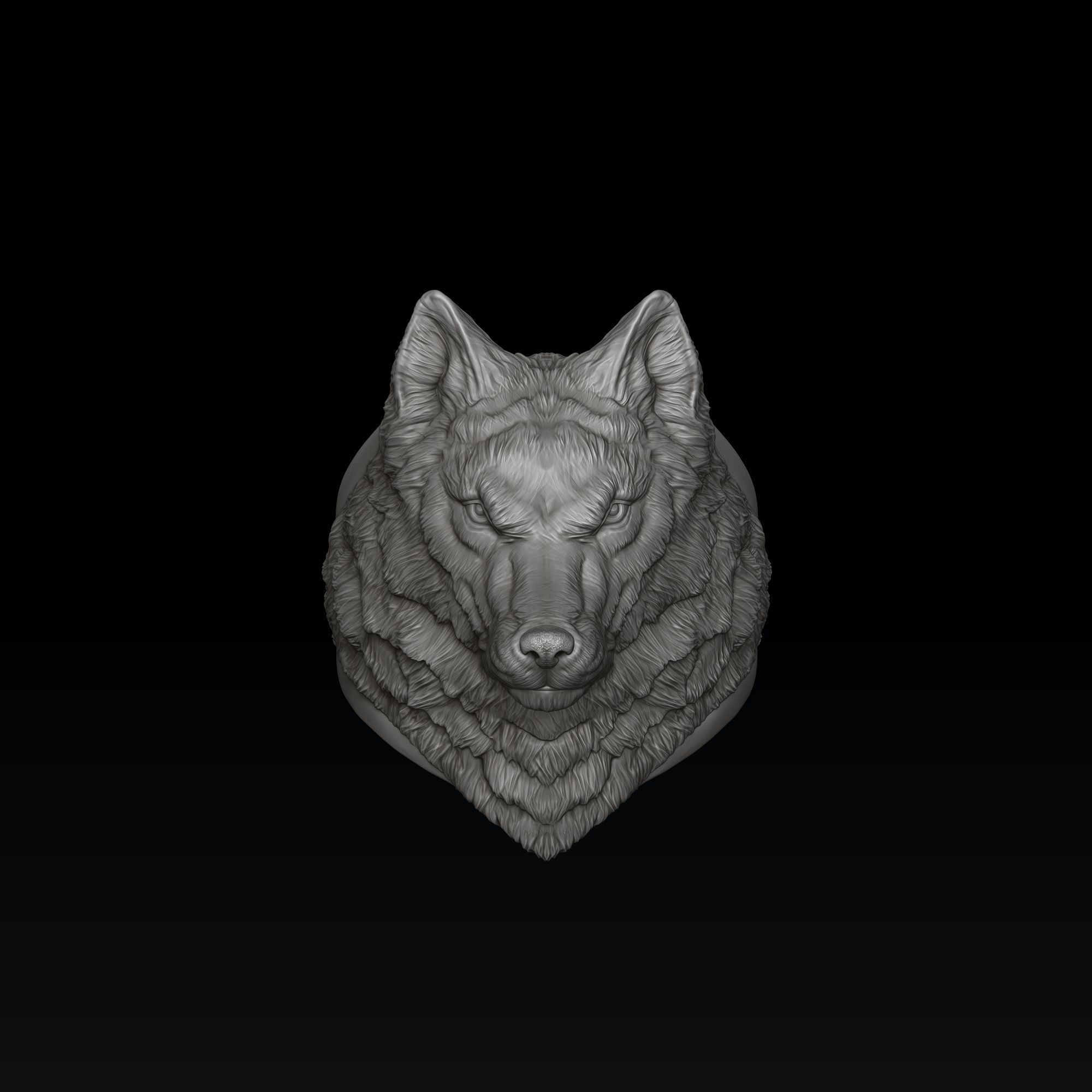 Wolf Head Ring Pendant Set 3D model 3D printable | CGTrader