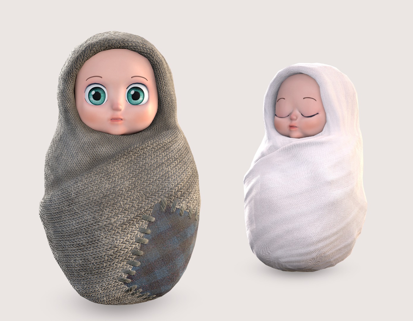 3D model Cartoon Wrapped Baby - 3D Model Poor and Normal Skins VR / AR ...