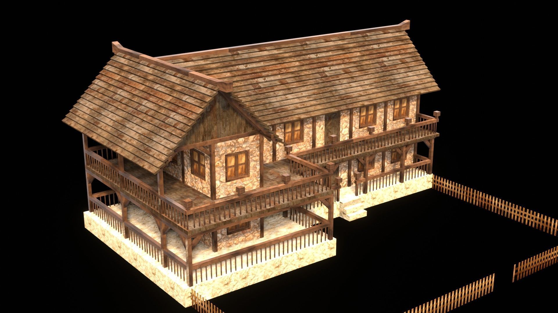 3D model Low Poly Wooden Medieval House Design VR / AR / low-poly ...