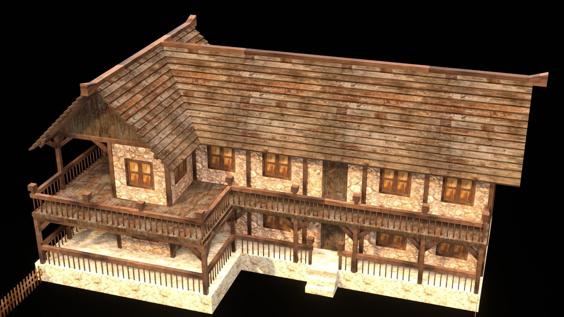 3D model Low Poly Wooden Medieval House Design VR / AR / low-poly ...