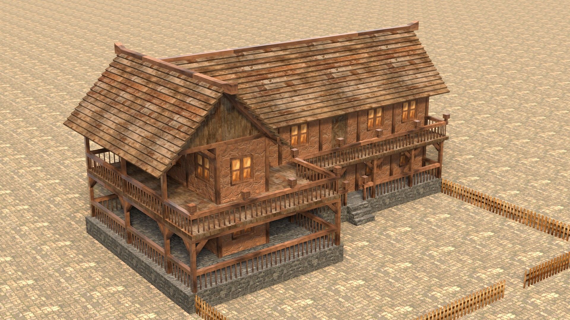 3D model Detailed Medieval Timber House 3D Model VR / AR / low-poly ...