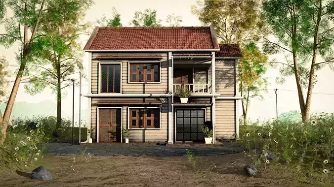 Small Wooden Cottage House free 3D model | CGTrader