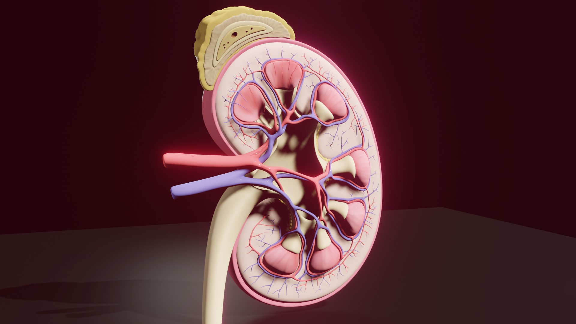 3D Printable Human Kidney Anatomy Cross-Section - Fully Textured 3D ...
