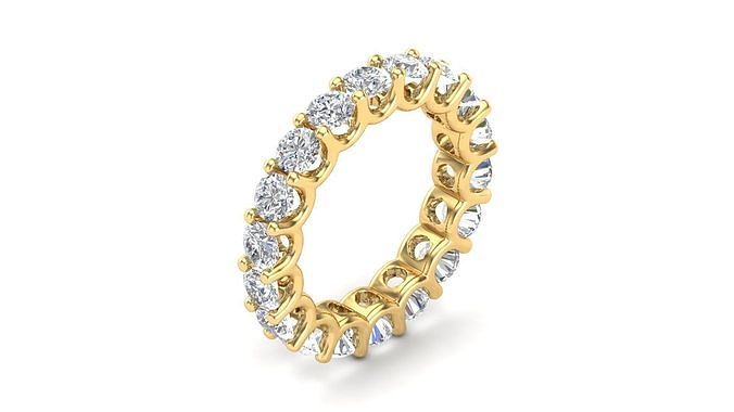 U Shaped Eternity Ring 3 point 8 mm stone size swiss 14 and EU54 3D ...