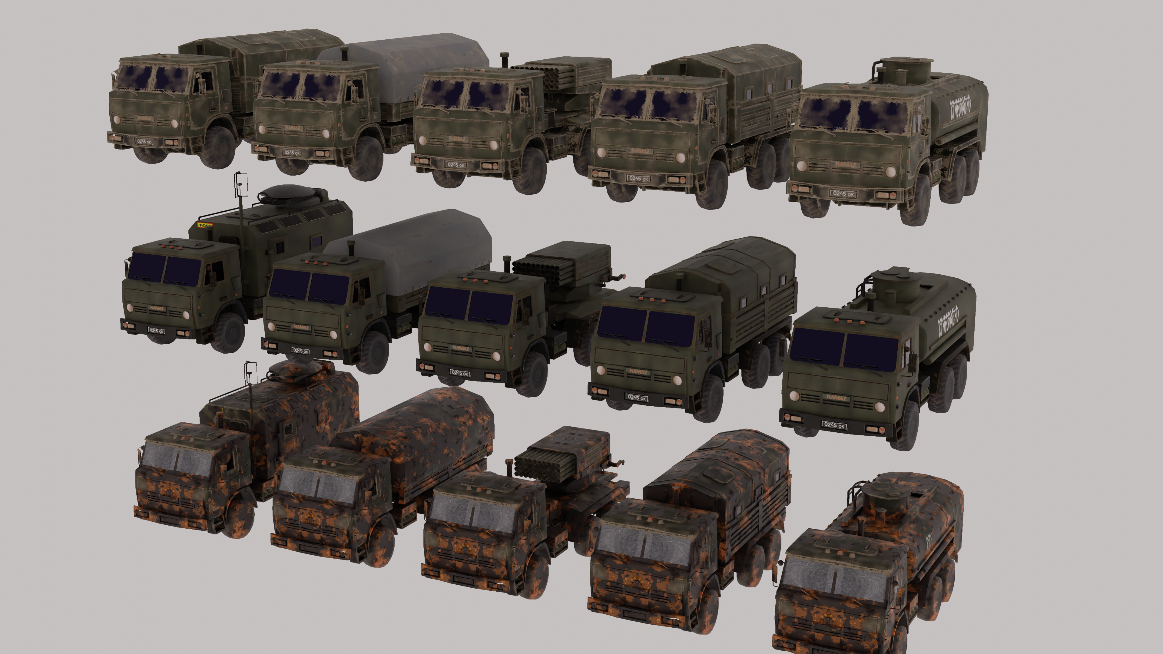 3D model Russian Military Kamaz Truck APC Grad Command Tanker Vehicle ...