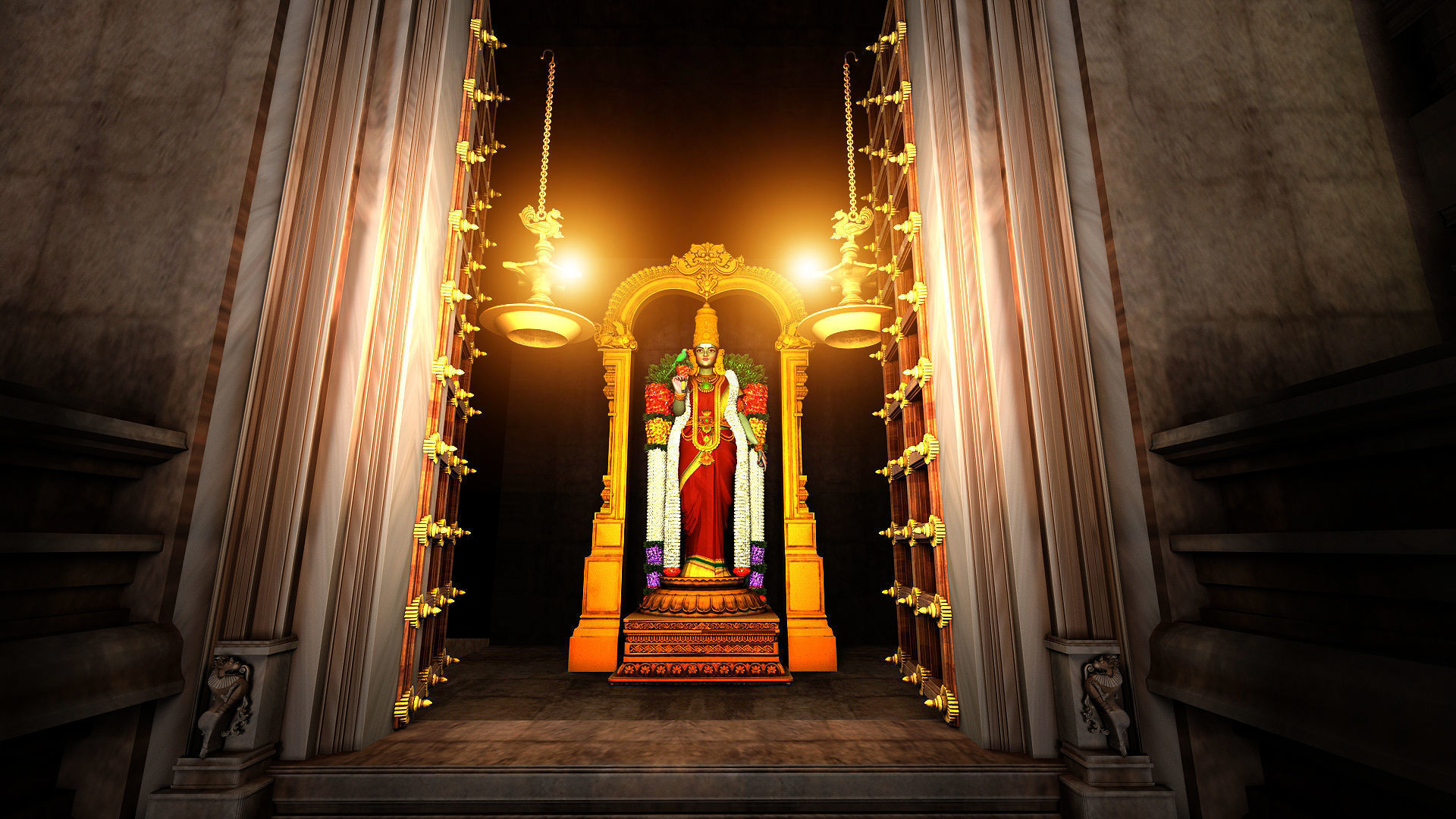 madurai meenakshi amman temple interior 3D model | CGTrader