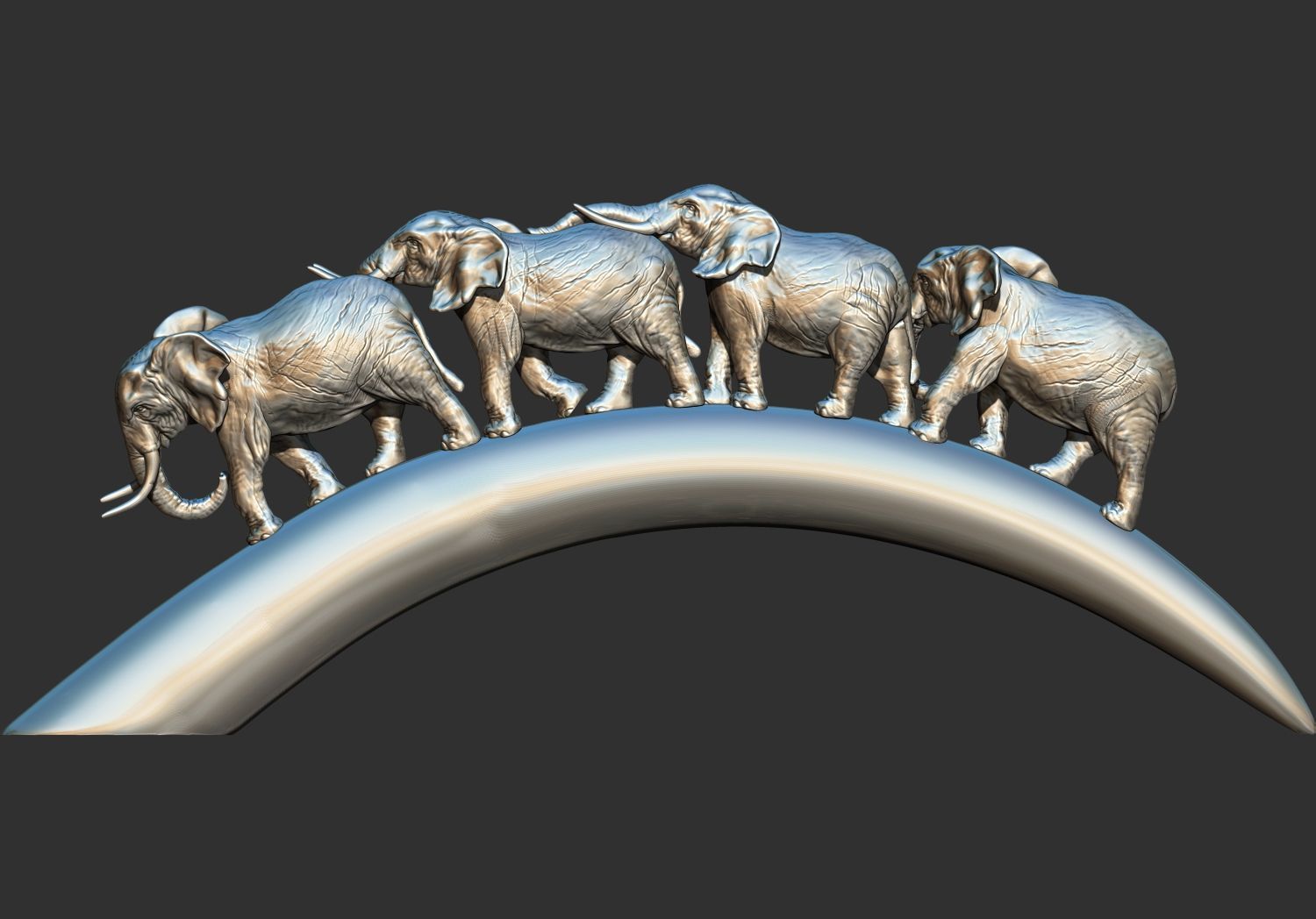Carved Ivory Elephant Bridge 3d printable model tusk V2 3D model 3D ...
