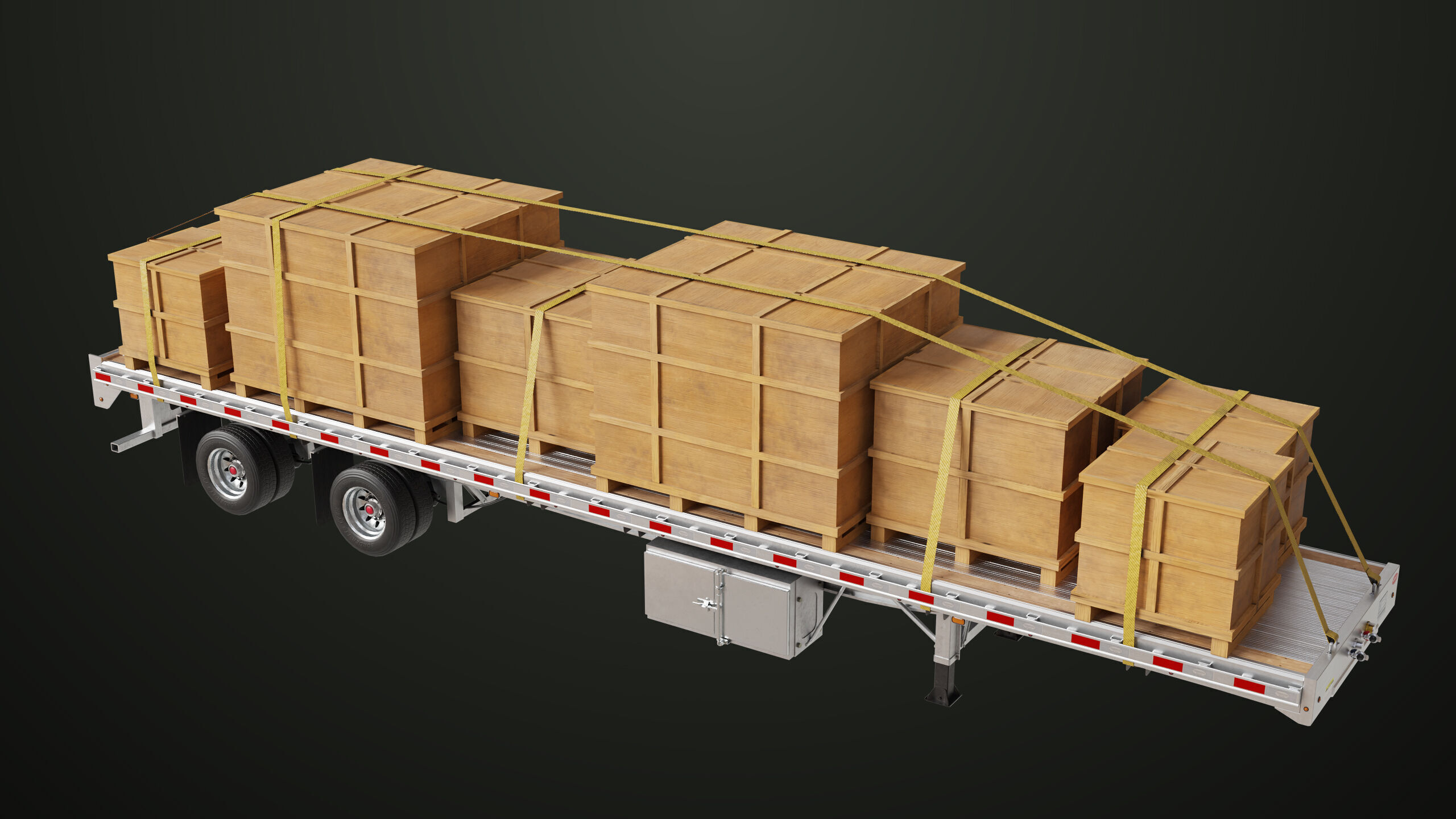 3D model Flatbed Trailer with 7 Loads Single Mat All PBR Unity UE VR ...