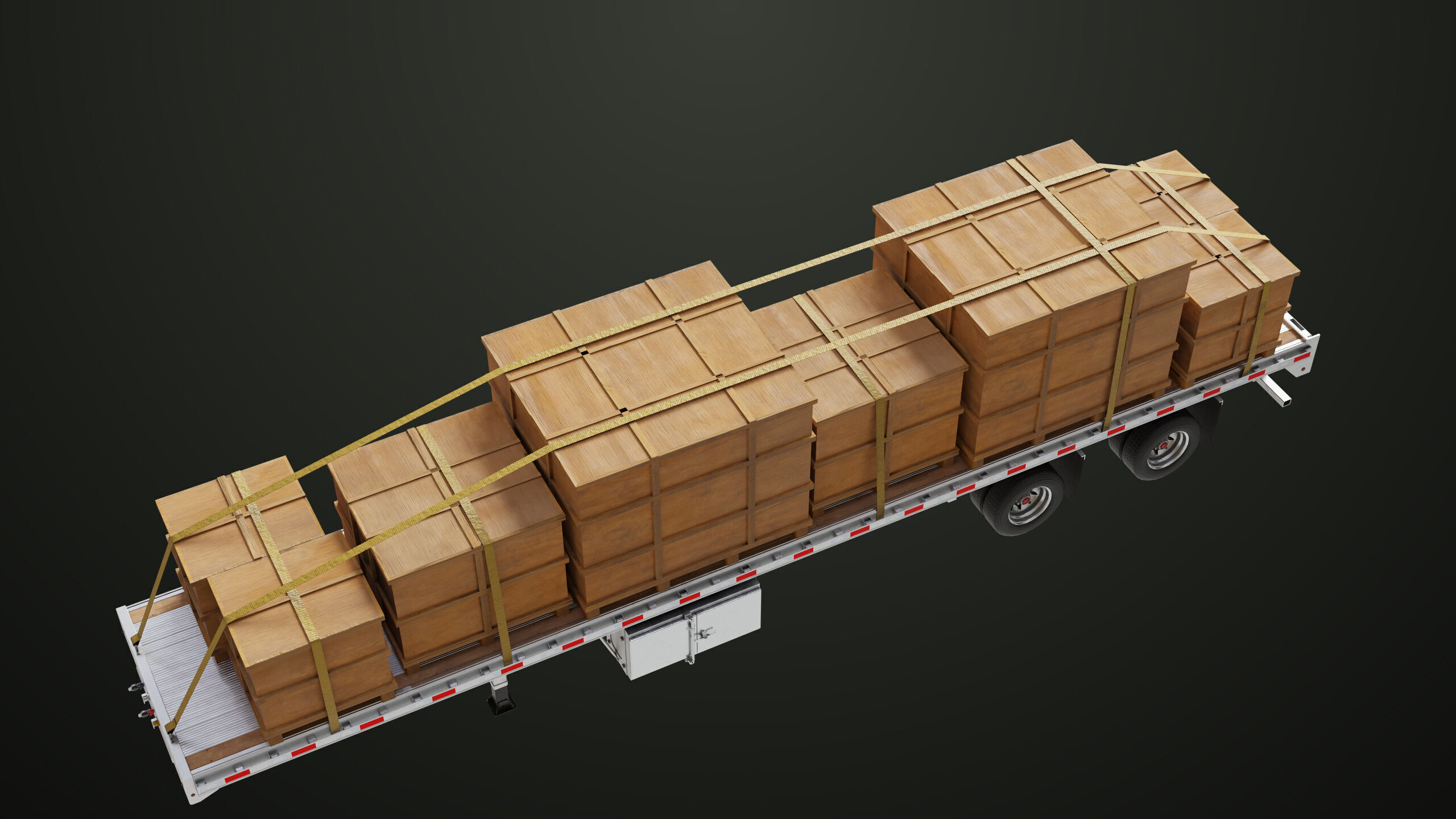 3D model Flatbed Trailer with 7 Loads Single Mat All PBR Unity UE VR ...