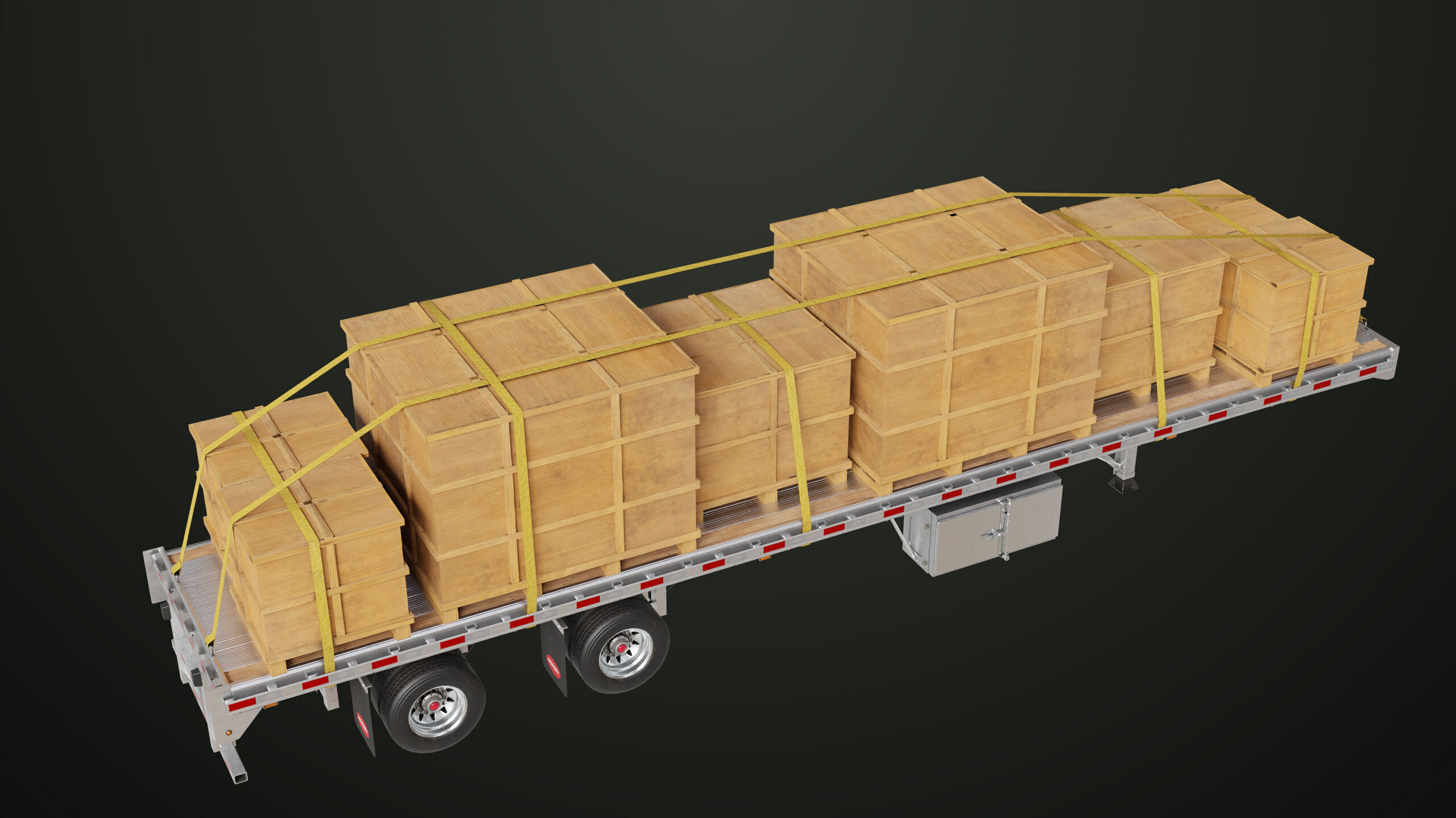 3D model Flatbed Trailer with 7 Loads Single Mat All PBR Unity UE VR ...
