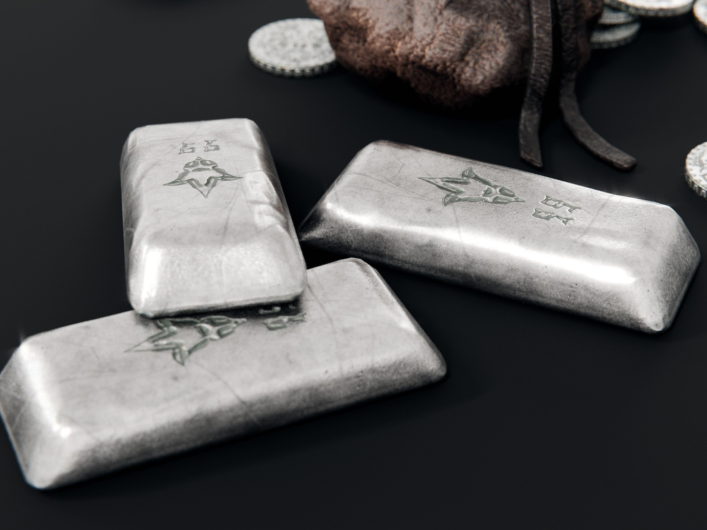 silver currency set free 3D model | CGTrader