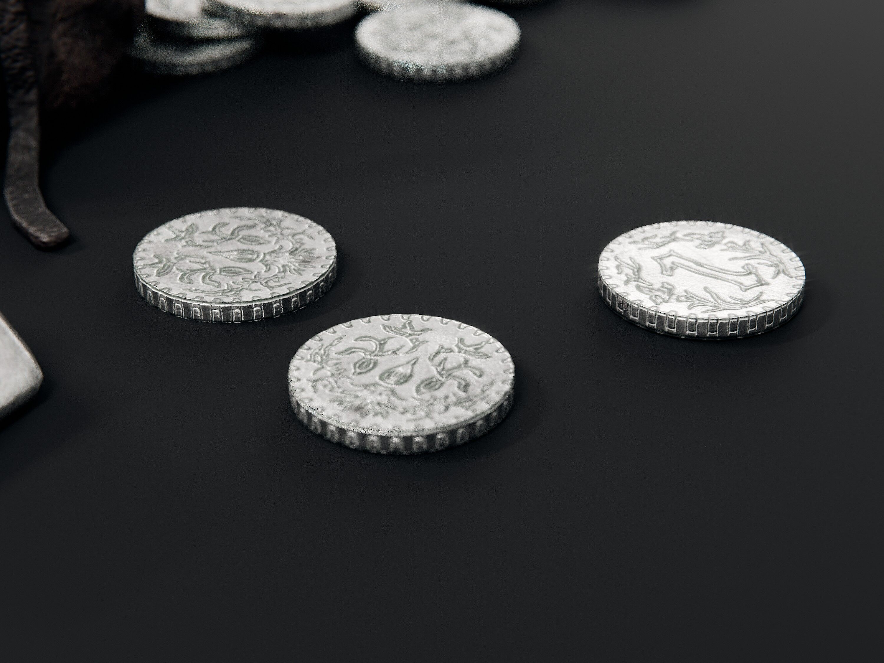 silver currency set free 3D model | CGTrader