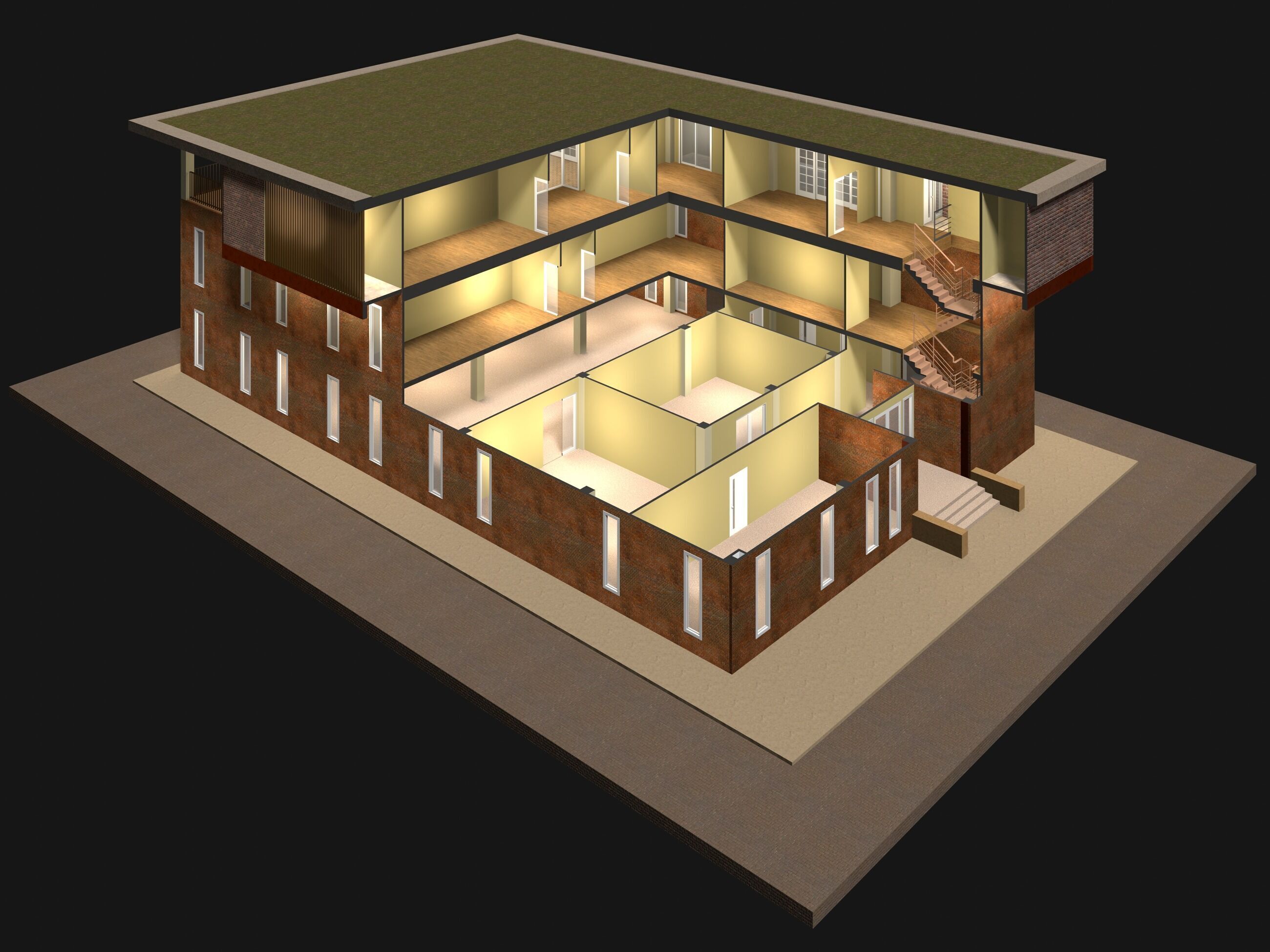 Home office in cutaway section 25-04 3D model | CGTrader