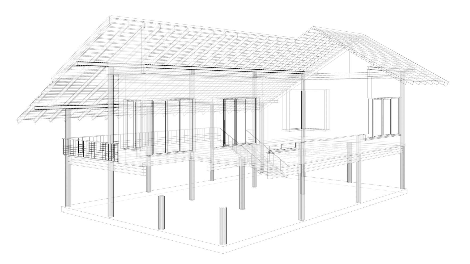 Tropical house in cutaway section 25-07 3D model | CGTrader