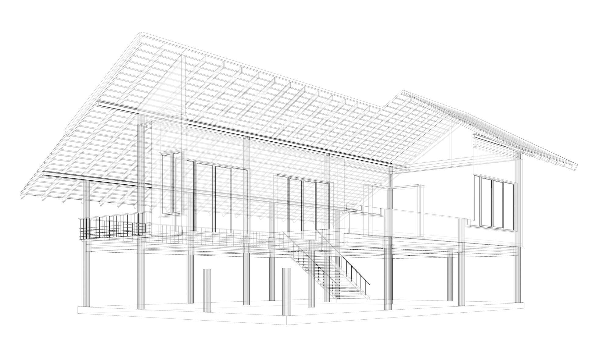 Tropical house in cutaway section 25-07 3D model | CGTrader