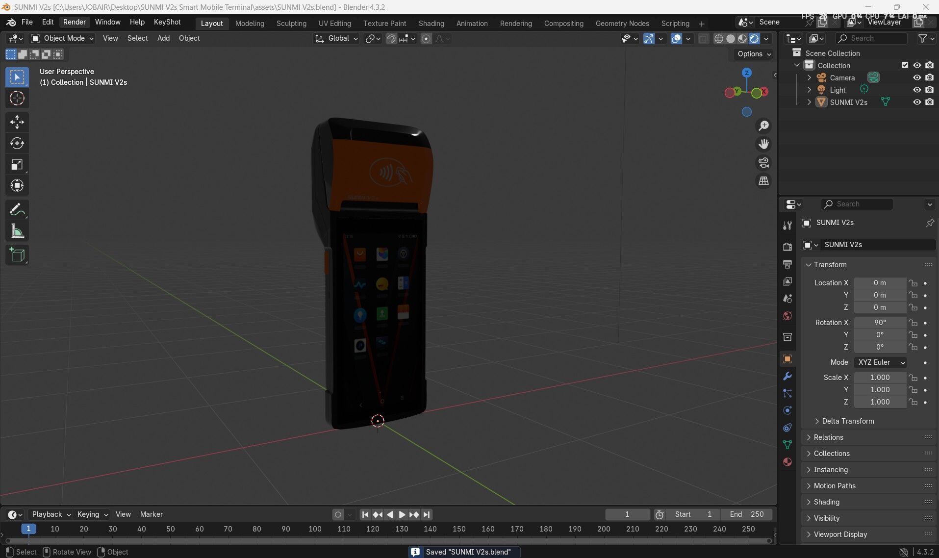 3D model SUNMI V2s Smart Mobile POS Terminal VR / AR / low-poly | CGTrader