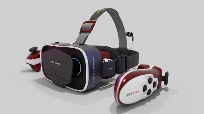 3D model 3D VR HEADSET WITH CONTROLLER VR / AR / low-poly | CGTrader