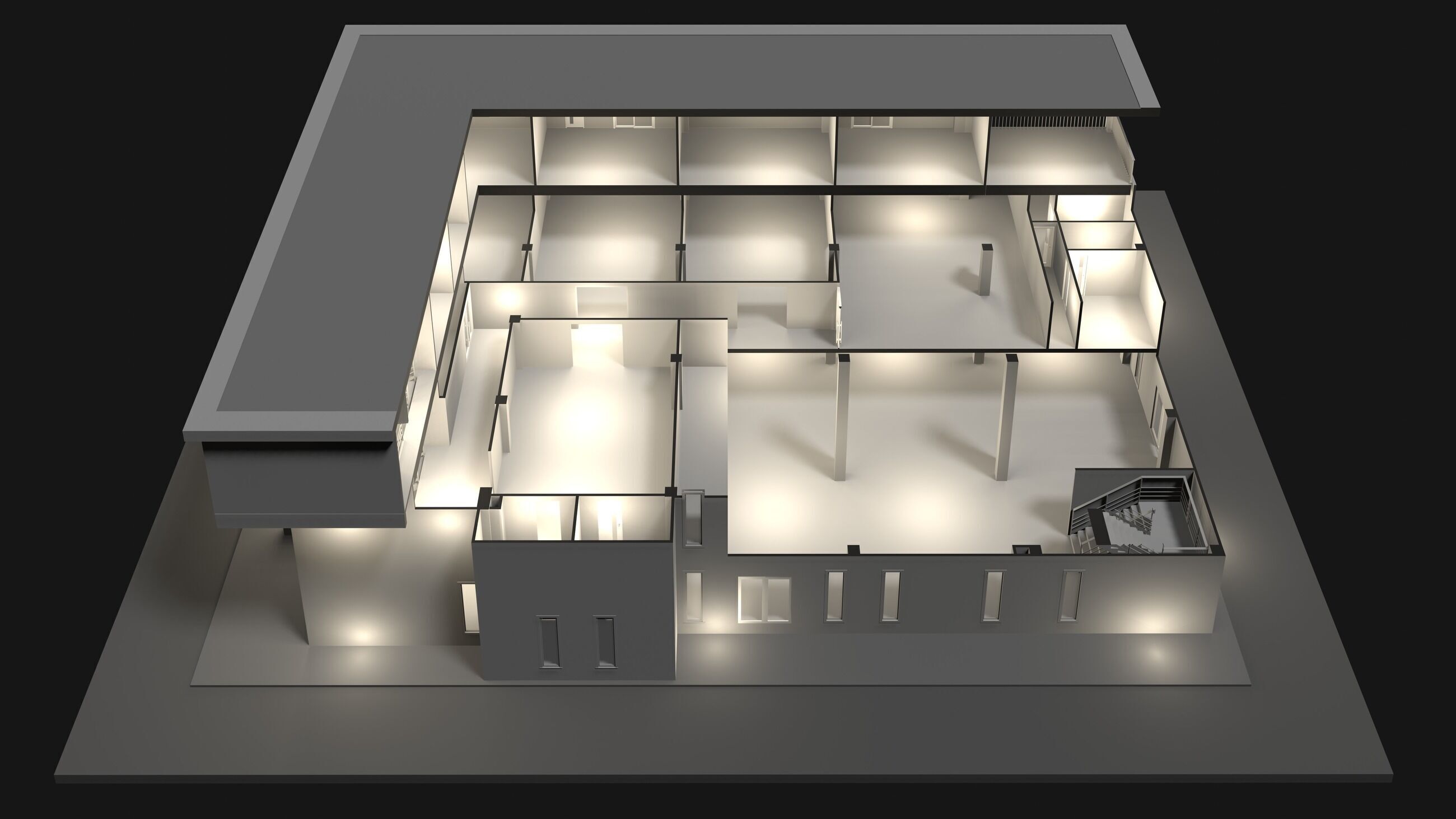 Home office in cutaway section 25-09 3D model | CGTrader