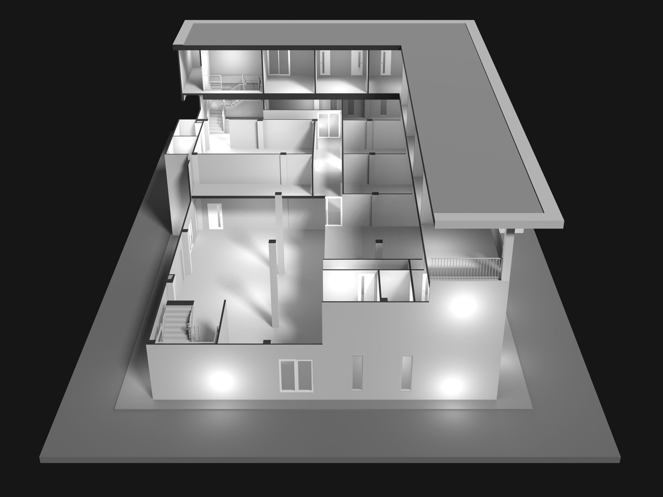 Home office in cutaway section 25-09 3D model | CGTrader
