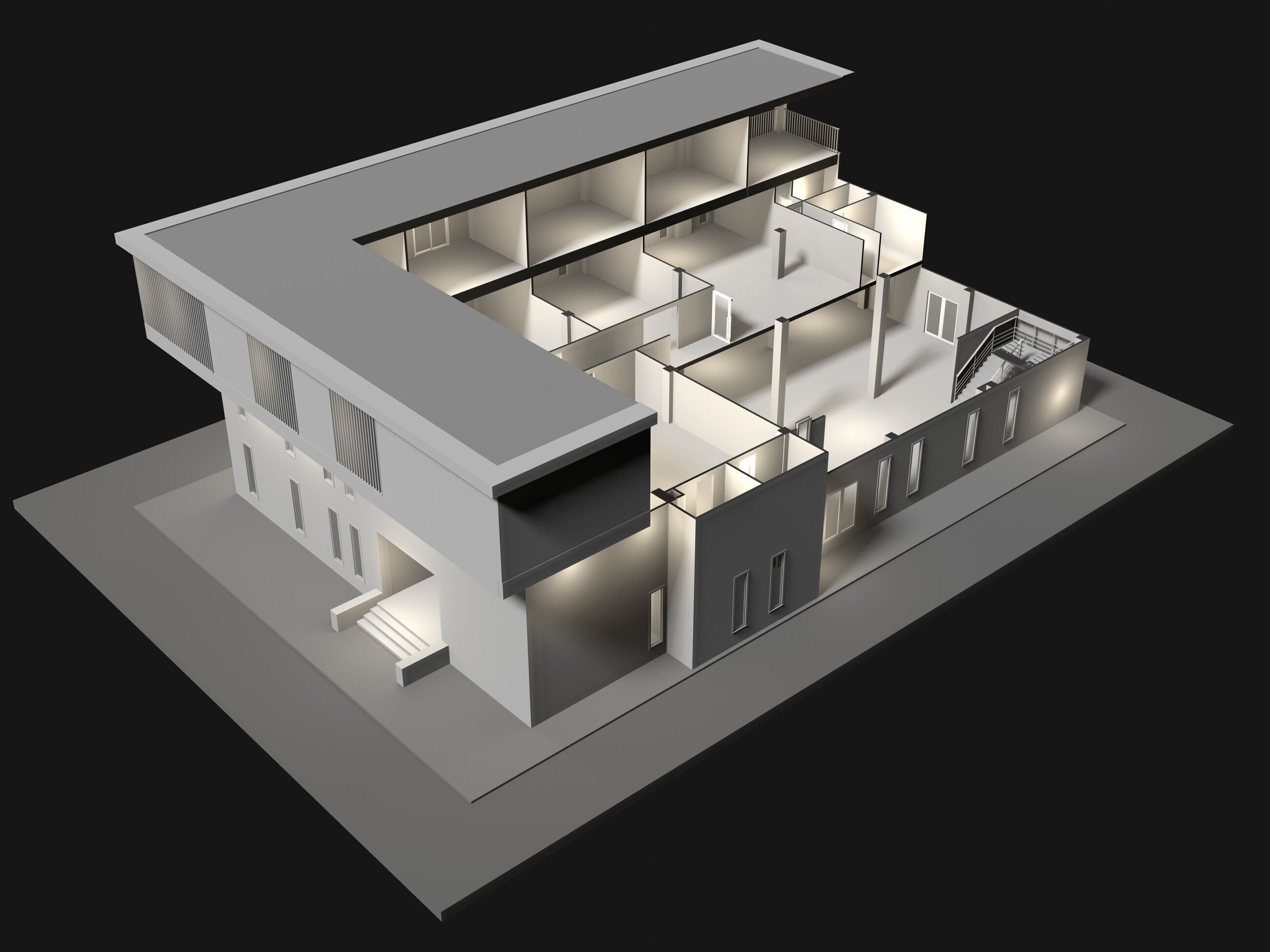 Home office in cutaway section 25-09 3D model | CGTrader