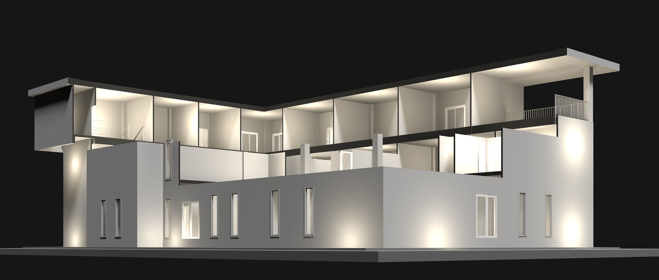 Home office in cutaway section 25-09 3D model | CGTrader