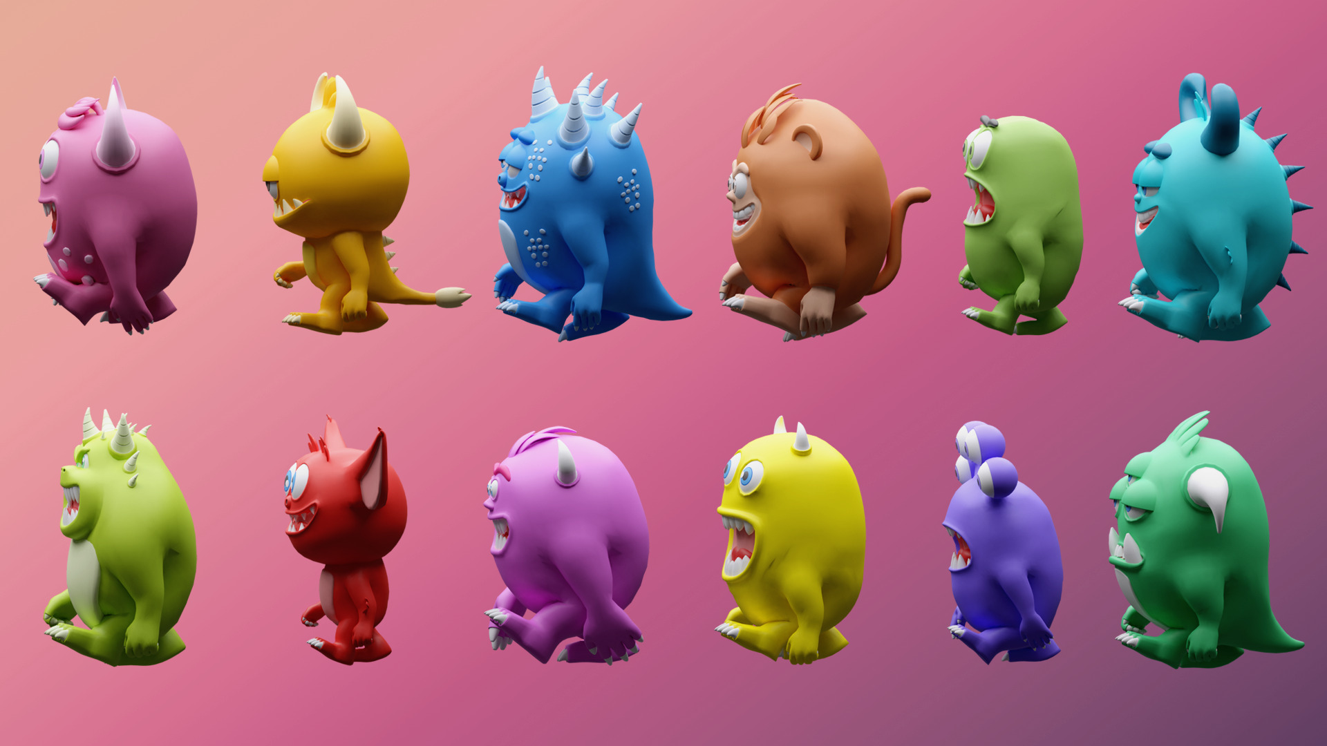 3D model Cartoon characters monsters VR / AR / low-poly | CGTrader