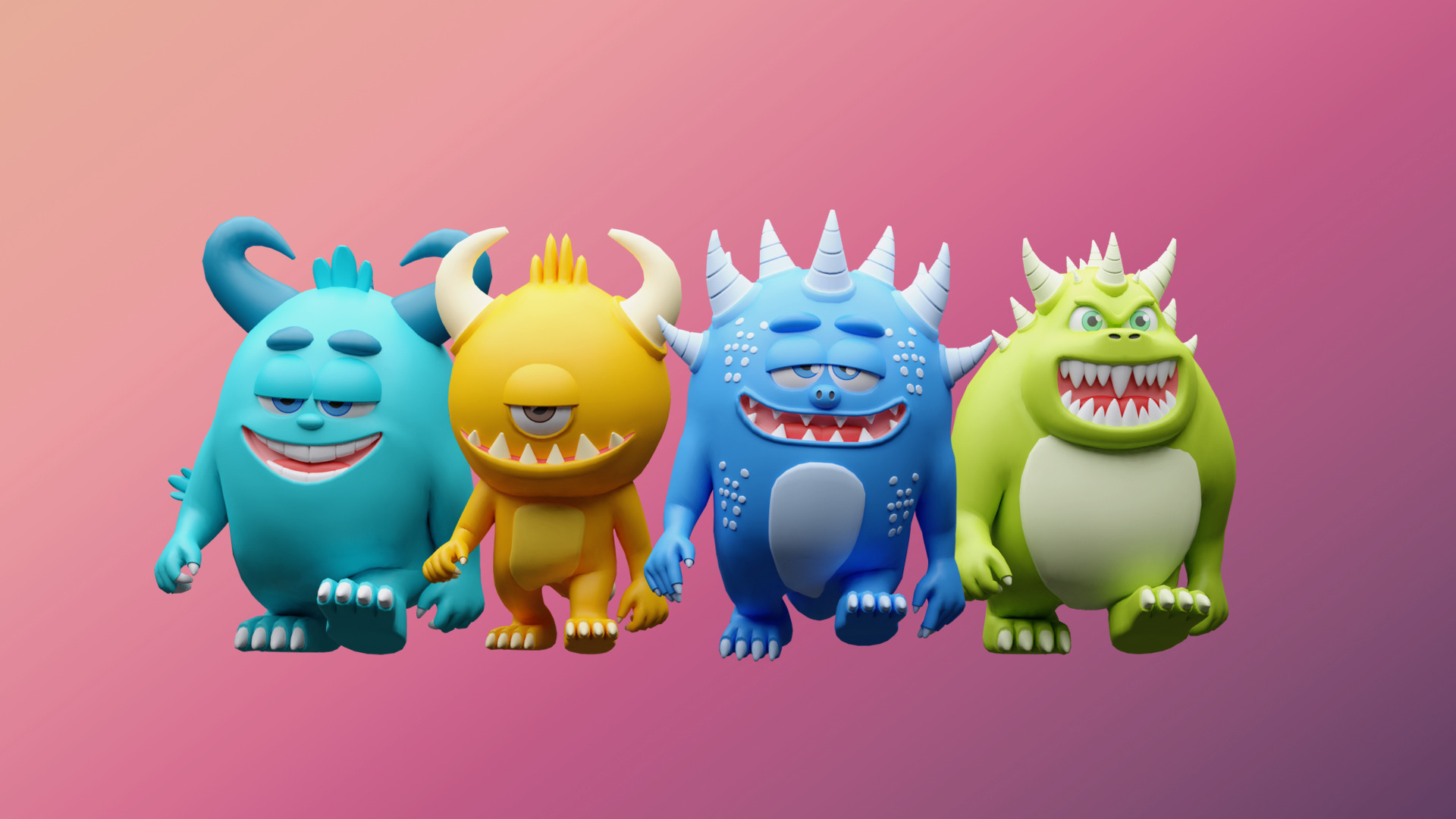 3D model Cartoon characters monsters VR / AR / low-poly | CGTrader