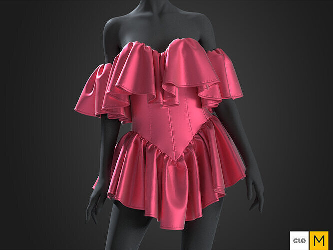 Womens - Short Ruffle Dress 3D model | CGTrader